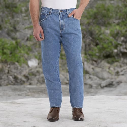 Rivets Supply & Company Men's Workwear Rugged Straight Fit, Medium Light Wash, 36W x 30L