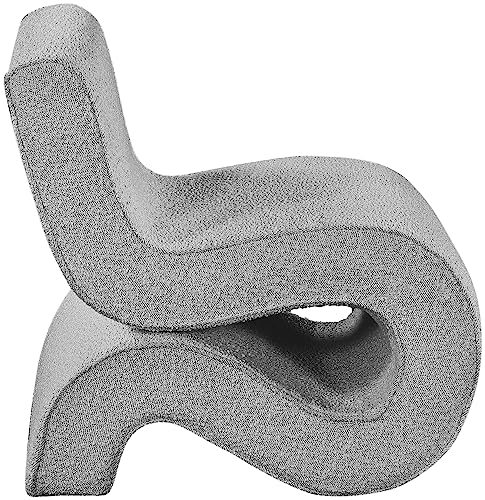 Meridian Furniture 599Grey Desiree Collection Modern | Contemporary Boucle Fabric Upholstered Accent Chair with Rich Grey Boucle Fabric, Curved Design, 22.5" W x 29" D x 28.5" H, Grey