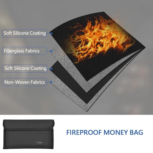 JUGREAT Small Fireproof Bag, Non-itchy Fireproof Money Bag, Fireproof Wallet Bag,Waterproof Safe Bag Set-1 Pack