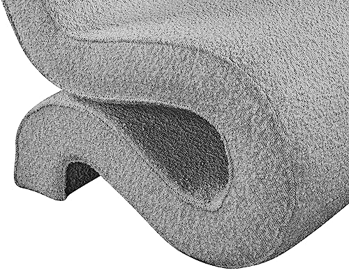 Meridian Furniture 599Grey Desiree Collection Modern | Contemporary Boucle Fabric Upholstered Accent Chair with Rich Grey Boucle Fabric, Curved Design, 22.5" W x 29" D x 28.5" H, Grey