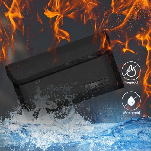 JUGREAT Small Fireproof Bag, Non-itchy Fireproof Money Bag, Fireproof Wallet Bag,Waterproof Safe Bag Set-1 Pack