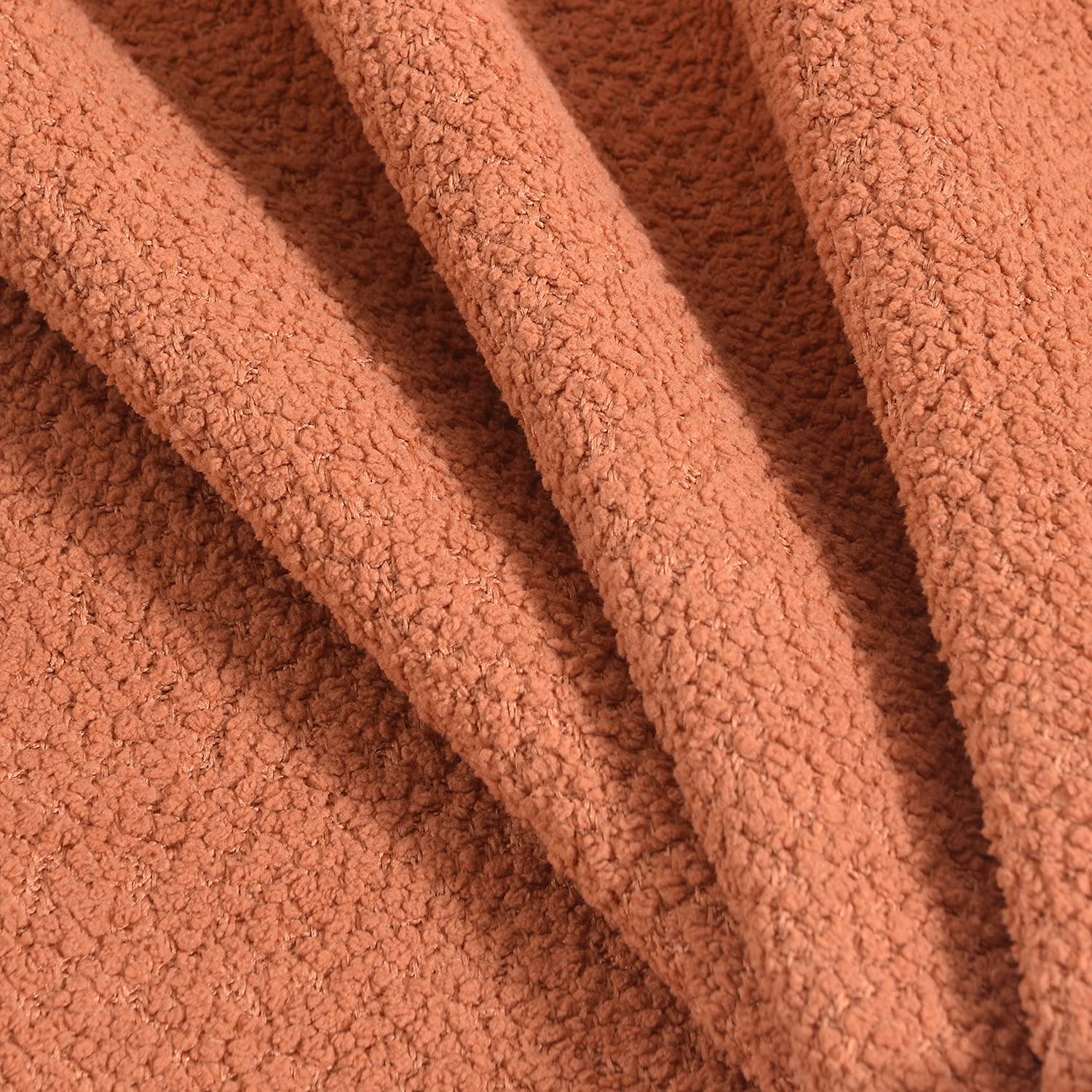 Rythome Set of 2 Cozy Boucle-Like Textured Throw Pillow Covers, Decorative Elegant Accent Pillow Cases for Couch Bed and Living Room - 18"x18", Terracotta