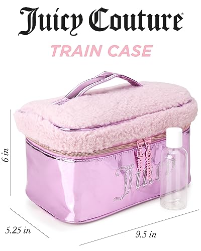 Juicy Couture Women's Cosmetics Bag - Travel Makeup and Toiletries Train Case Organizer, Pink