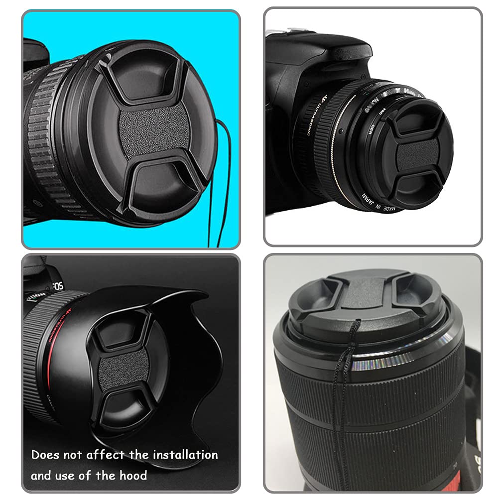 52mm Lens Cap for Nikon D850 D7500 D3500 Camera with AF-S 18-55mm lens,Canon EOS 90D , Rebel T7, 200d ii Camera w/ EF-M 55-200mm 18-55mm Lens,Snoy E w/ Sigma 30mm F1.4 Contemporary DC DN Lens(2 Pack)