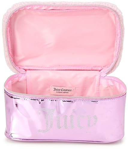Juicy Couture Women's Cosmetics Bag - Travel Makeup and Toiletries Train Case Organizer, Pink