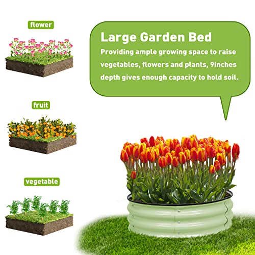 Aoodor 9'' Tall Aluzinc Metal Raised Garden Bed 30'' Round, Outdoor Garden Planter Box for Vegetable Flower Herb - Olive Green