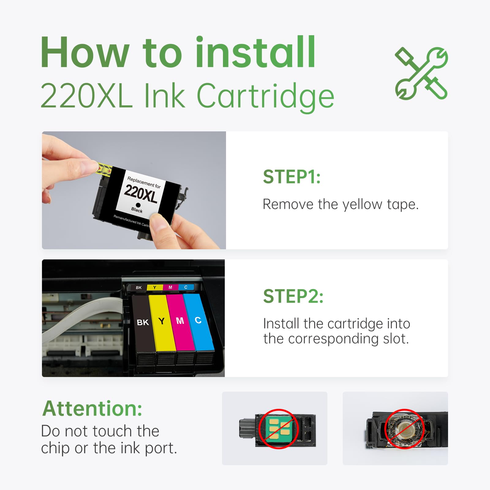 LEMERO Remanufactured Ink Cartridge Replacement for Epson 220 220XL for Workforce WF-2750 WF-2760 WF-2630 WF-2650 XP-420 XP-320 WF-2660 XP-424 Printer (Black Cyan Magenta Yellow, 4 Pack)
