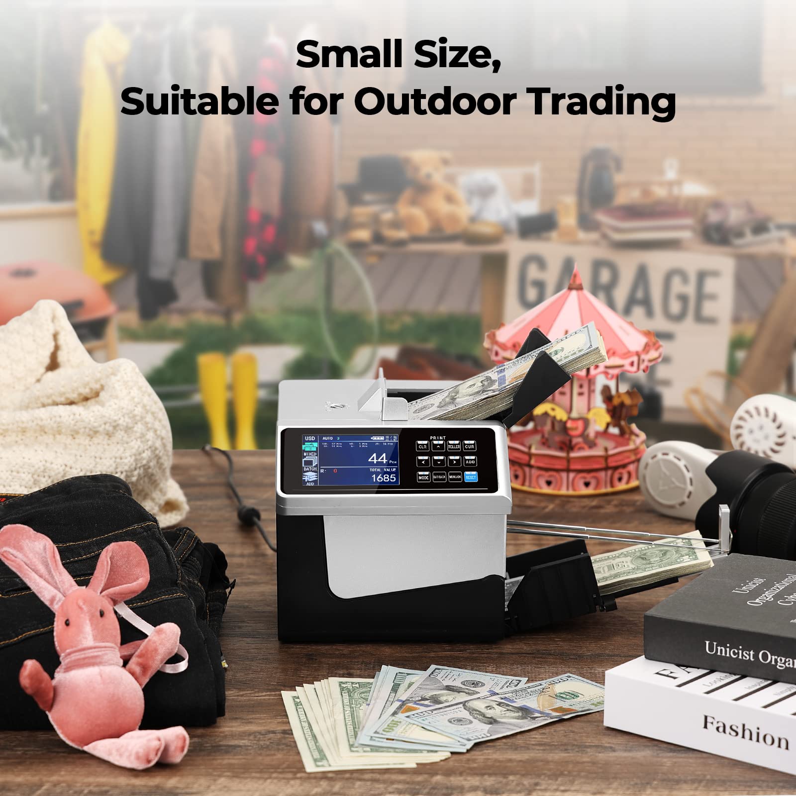 MUNBYN Money Counter Machine Mixed Denomination, Value Counting, Multi-Currency, UV/IR/MG/MT Counterfeit Detection, Ultra Compact and Lightweight