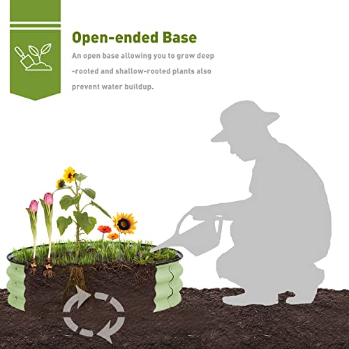 Aoodor 9'' Tall Aluzinc Metal Raised Garden Bed 30'' Round, Outdoor Garden Planter Box for Vegetable Flower Herb - Olive Green