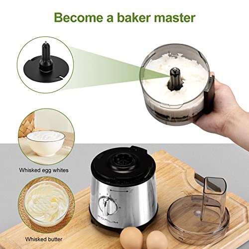 FORLIM 3.5 Cup Small Food Processor,12-in-1 Mini Blender and Food Processor Combo for Kitchen,350W,20oz Bottle,2 Speeds+Pulse with 4 Blades, for Shakes, Smoothies, Meat, Sauces, Stainless Steel Silve
