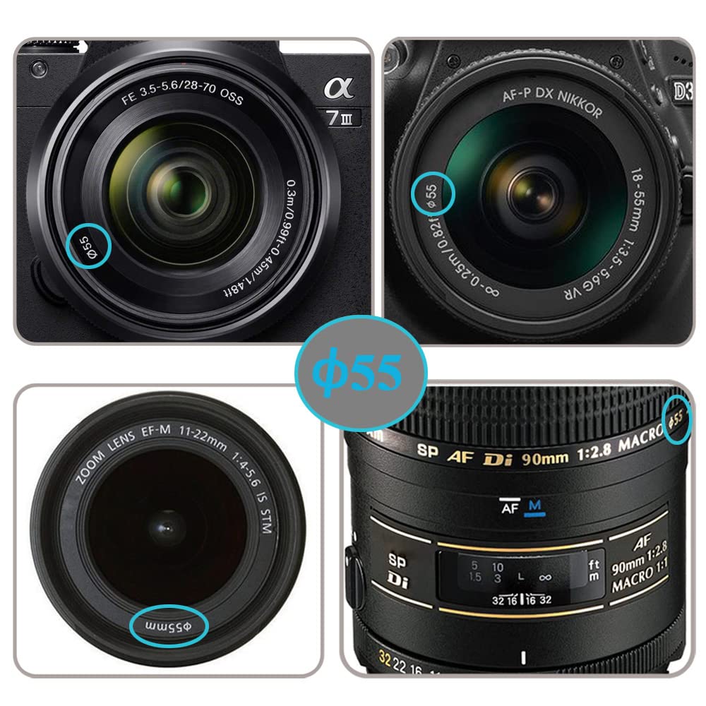 52mm Lens Cap for Nikon D850 D7500 D3500 Camera with AF-S 18-55mm lens,Canon EOS 90D , Rebel T7, 200d ii Camera w/ EF-M 55-200mm 18-55mm Lens,Snoy E w/ Sigma 30mm F1.4 Contemporary DC DN Lens(2 Pack)