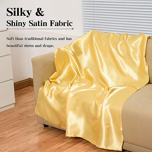 Charmeuse Satin Fabric by The Yard, 60" Wide Gold Bridal Satin Fabric, Soft Silky Satin Fabric Charmeuse Cloth Fabric for Bridal Dress, Apparel, Wedding Decorations, DIY Crafts, Sewing(1 Yard)