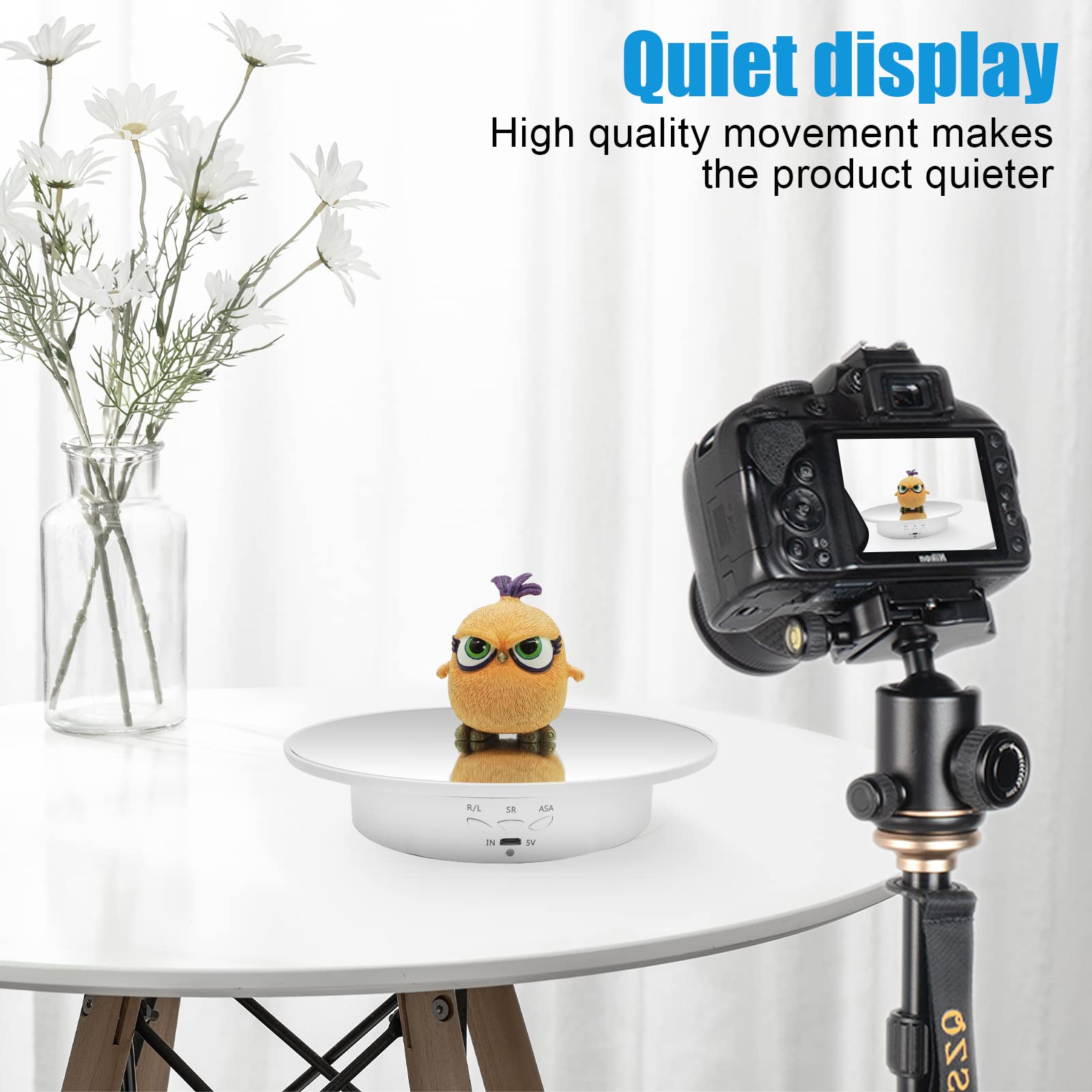 Fotoconic Motorized Rotating Display Stand, 20CM /Load 8KG, 360 Degree Electric Rotating Turntable for Photography Products, Jewelry, Cake,3D Model,Mirror Cover (White)
