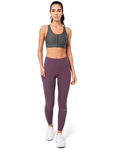 Yvette Seamless Post Surgery Sports Bra - Medium Support Zip Bra,Wireless Supportive,Comfortable,Grey, Medium