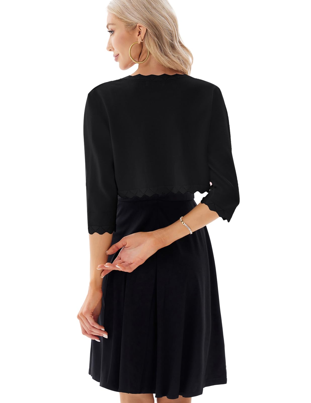 Women Open Front Cardigan Irregular Hemline Bolero Shrug Sweater Black XL