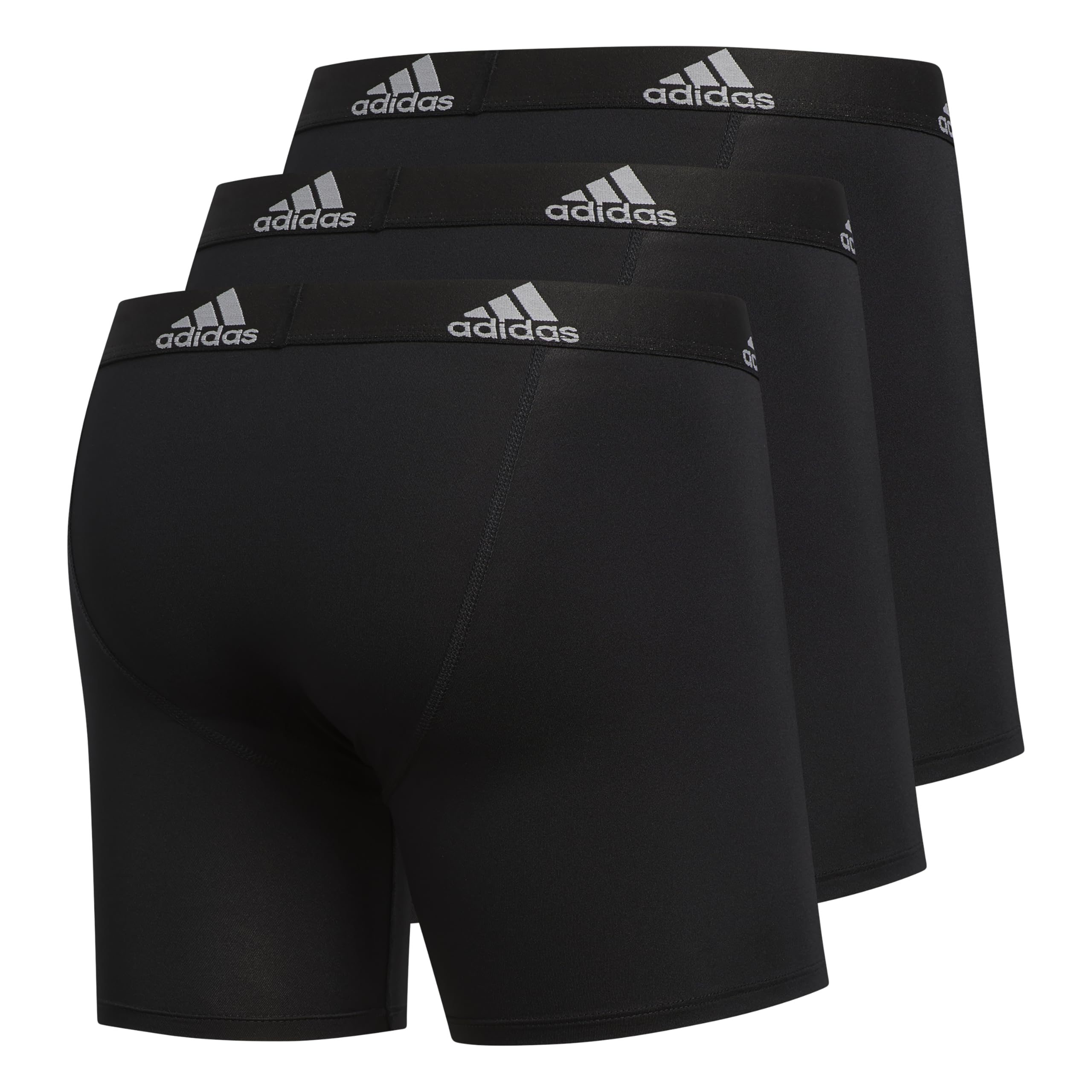 adidas Men's Microfiber Boxer Brief Underwear, Athletic fit (3-Pack), Black/Light Onix Grey/Performance, XX-Large