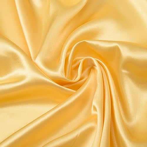 Charmeuse Satin Fabric by The Yard, 60" Wide Gold Bridal Satin Fabric, Soft Silky Satin Fabric Charmeuse Cloth Fabric for Bridal Dress, Apparel, Wedding Decorations, DIY Crafts, Sewing(1 Yard)