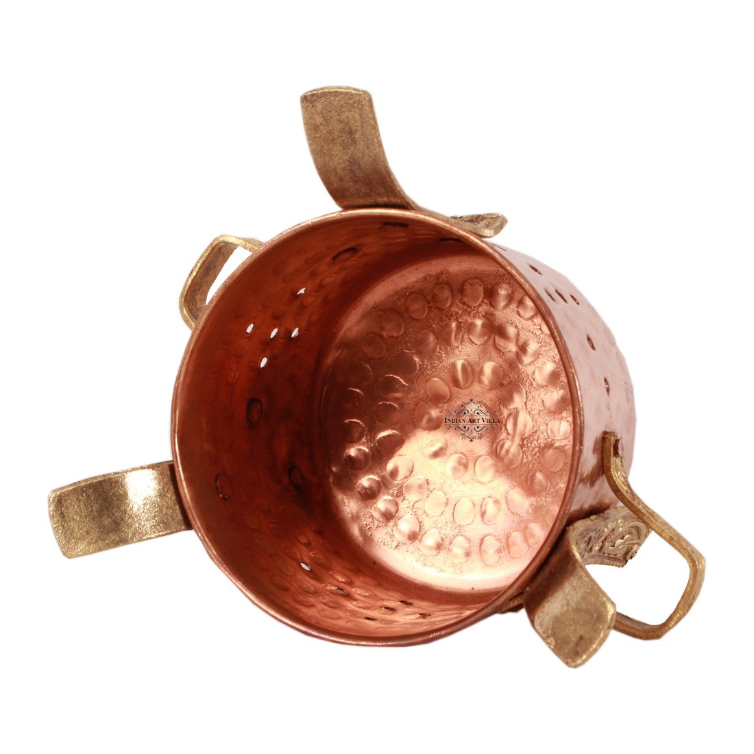 Indian Art Villa Pure Copper Angithi/Sigdi with Brass Handles & Stand, Food Warmer for Home, Hotel & Restaurant, Width- 4.5 inches