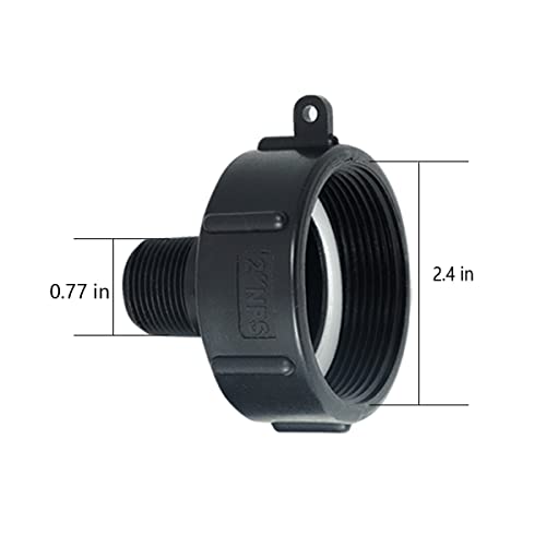 DVECUE 275 330 Gn IBC Tote Adapter Tank Drain Adapter 2inch Fine Thread NPT X 3/4" Male Garden Hose 2 Pieces