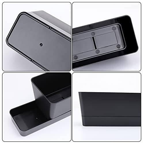 GREANER Black Rectangle Window Boxes, 3 Pack 12x3.8 Inch Herb Planters with Tray, Indoor Succulent Cactus Mint Plastic Pot for Windowsill, Garden Balcony, Office Outdoor Decoration