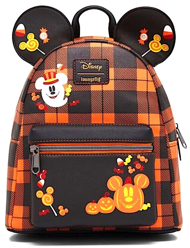 Loungefly Disney Halloween Plaid Mickey Mouse Ears Mini Backpack