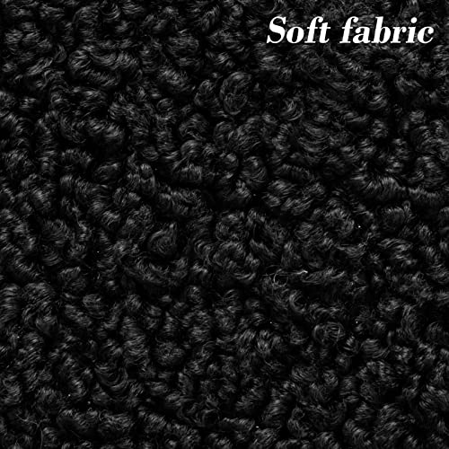 ONEVOG Upholstered Modern Sherpa Chairs for Makeup Vanity Desk, Black Boucle Dining Chairs wtih Arms, Curved Back, Metal Legs, Cozy Kichen & Dining & Living Room Cushioned Seats Set of 2