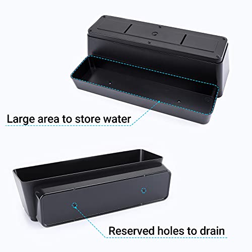 GREANER Black Rectangle Window Boxes, 3 Pack 12x3.8 Inch Herb Planters with Tray, Indoor Succulent Cactus Mint Plastic Pot for Windowsill, Garden Balcony, Office Outdoor Decoration