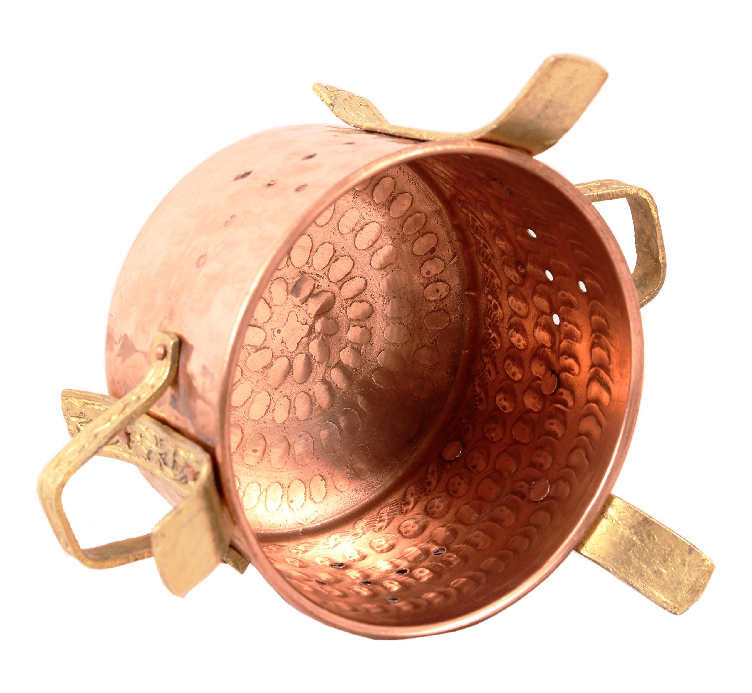 Indian Art Villa Pure Copper Angithi/Sigdi with Brass Handles & Stand, Food Warmer for Home, Hotel & Restaurant, Width- 4.5 inches