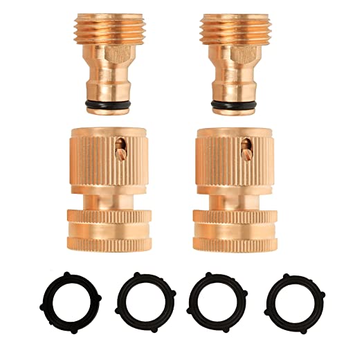 Winmien Heavy Duty Brass Garden Hose Quick Connect Fittings,Water Hose Connectors 3/4 inch GHT Female and Male (2 Sets)