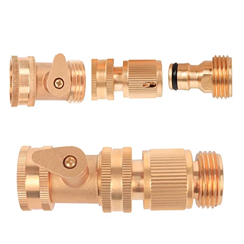 Winmien Heavy Duty Brass Garden Hose Quick Connect Fittings,Water Hose Connectors 3/4 inch GHT Female and Male (2 Sets)