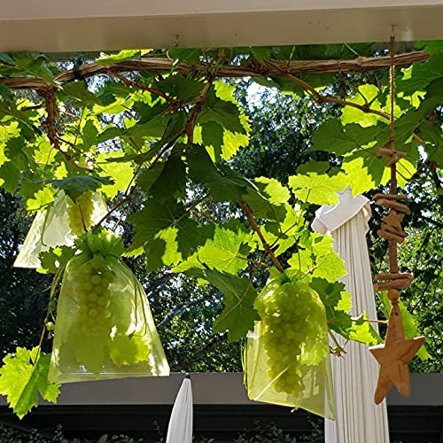 Miuezuth 100PCS Fruit Protection Netting Bags for Fruit Trees, 11x8 Inch Garden Mesh Barrier Bags to Protect Plants from Pest Birds Squirrels, Fruit Cover Mesh Bag with Drawstring, Reusable, Green