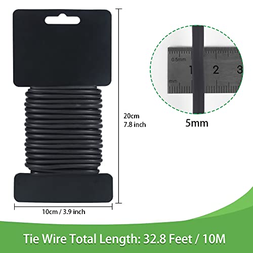 Tenn Well 5mm Plant Wire Ties, 32 Feet Soft Garden Wires Vine Training Wires for Tomato Plants, Climbing Roses and Cucumbers (2PCS X 16 Feet, Black)