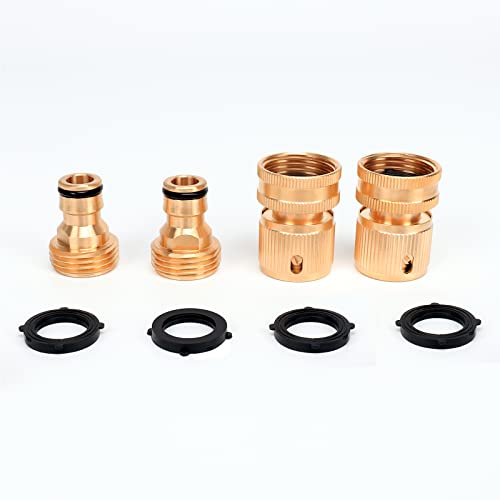 Winmien Heavy Duty Brass Garden Hose Quick Connect Fittings,Water Hose Connectors 3/4 inch GHT Female and Male (2 Sets)