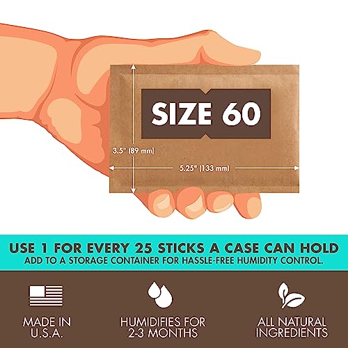 Boveda 69% Two-Way Humidity Control Packs for Storing Up to 25 Items – Size 60 – Single – Plastic & Wood Humidifier Boxes & Zip Lock Bags – Moisture Absorber – Humidifier Pack – Individually Wrapped
