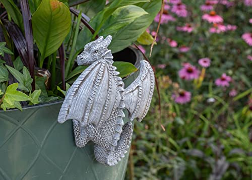 NAT & Jules Dragon Concrete Finish 7.25 x 6 Resin Stone Garden Pot Hanger