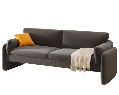 VanAcc Couch, Modern Sofa- Comfy Sofa Couches with Embedded Armrest, 3-Seater Couch for Living Room, Grey Bouclé