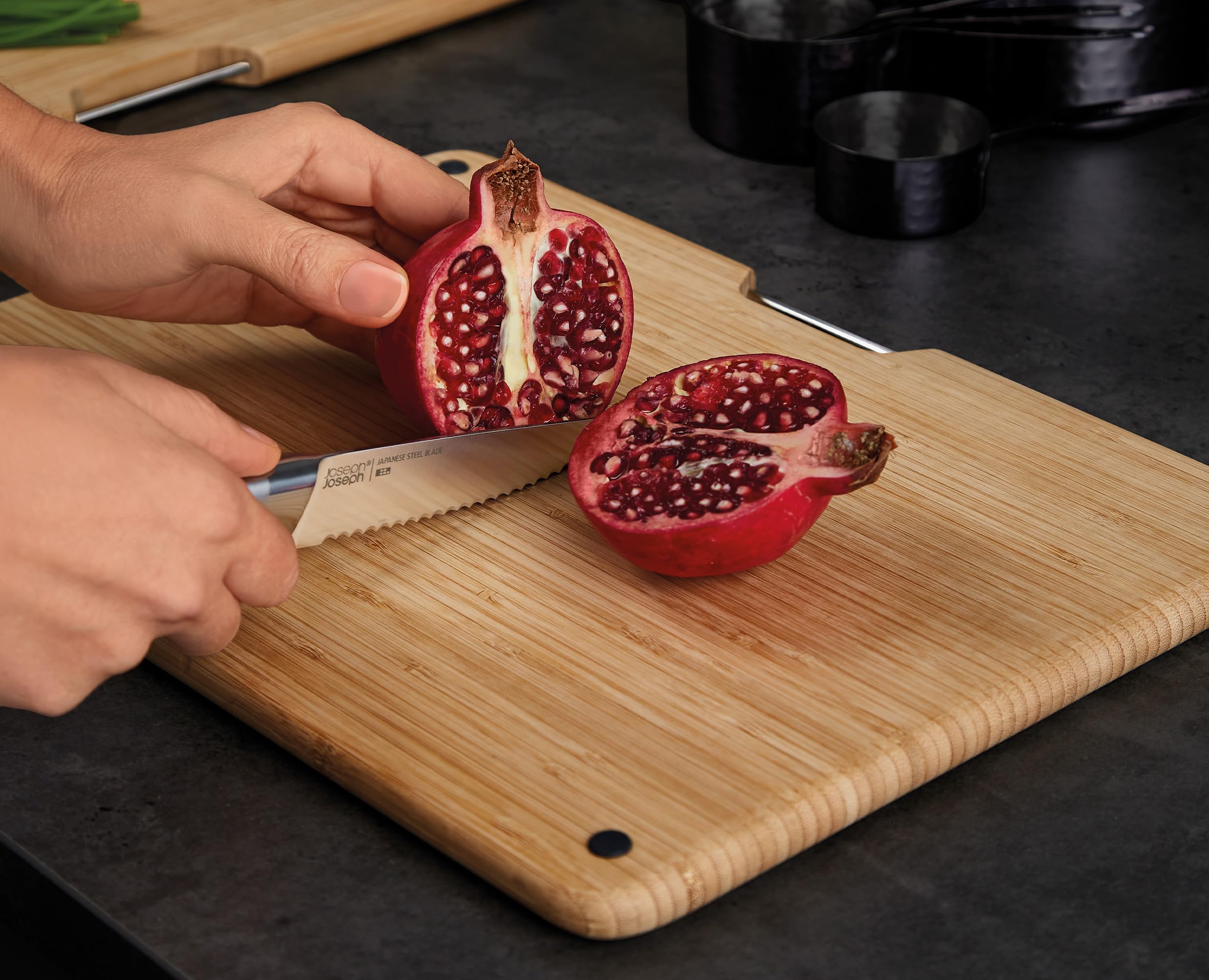 Joseph Joseph Folio Premium 3-Piece Cutting Board Set, Slimline Case for Organized Kitchen Storage, Large, Stainless Steel and Bamboo
