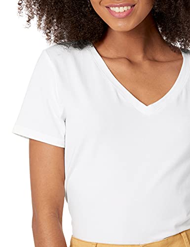 Amazon Essentials Women's Classic-Fit Short-Sleeve V-Neck T-Shirt, Pack of 2, Black/White, X-Large