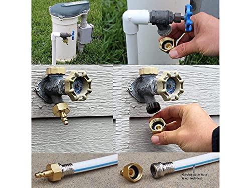 Lead-Free Brass Winterize Blow Out Adapter for Sprinkler Systems Air Compressor Quick Connect 1/4" Quick Connect Plug to GHT 3/4" Garden Hose Fitting for RV, Travel Trailer, Boat & Camper