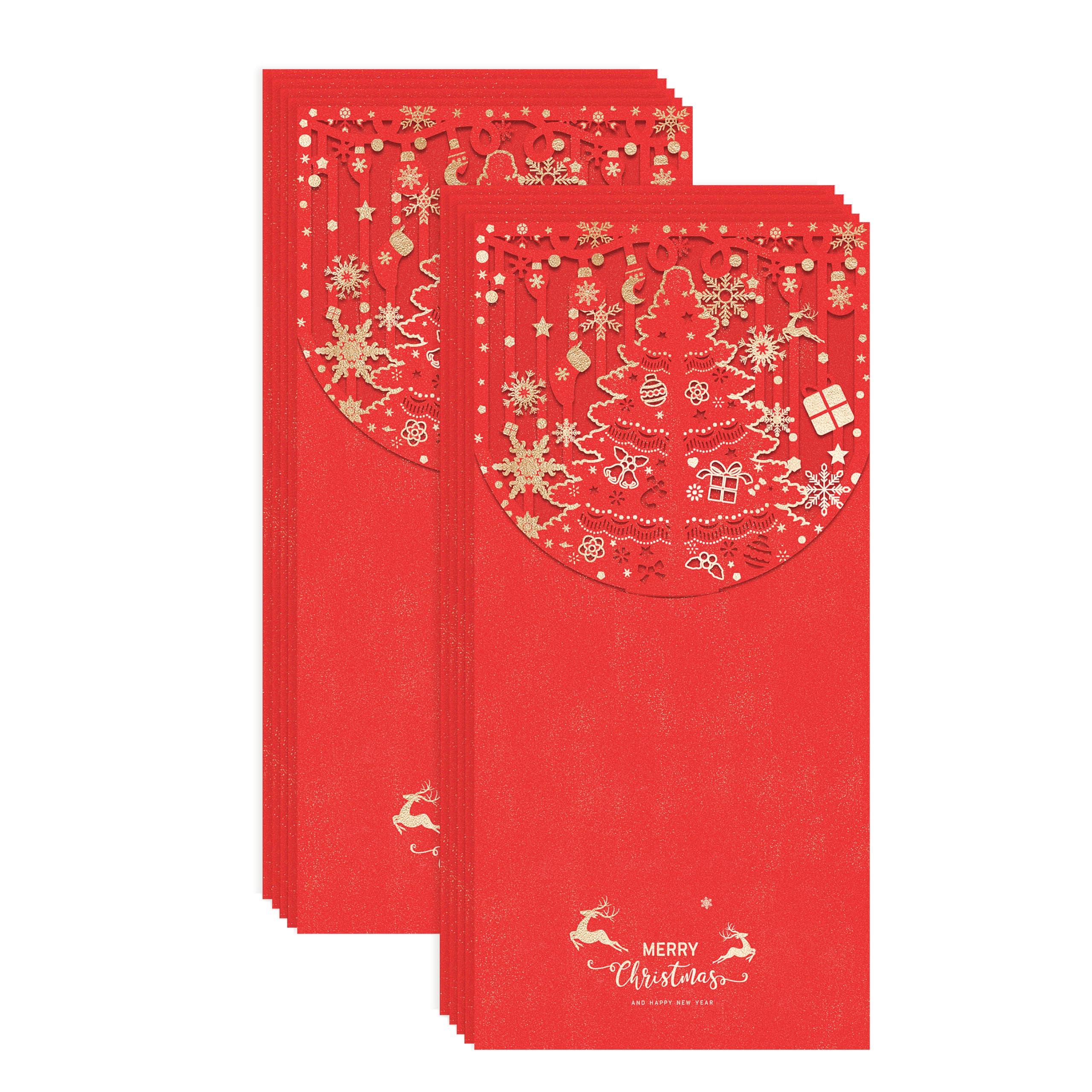 Christmas Money Cards, 10 Pack cash envelopes, Christmas Money Holders for Cash, Checks, or Gift Cards, For Christmas Day/Birthday/Holiday/Party/Spring Festival etc（Red Color7 × 3.4 inch）