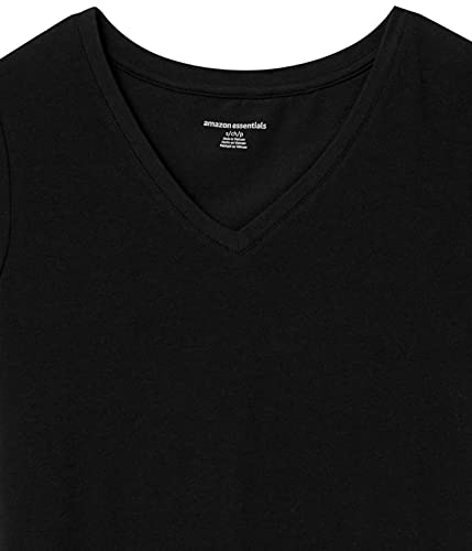Amazon Essentials Women's Classic-Fit Short-Sleeve V-Neck T-Shirt, Pack of 2, Black/White, X-Large