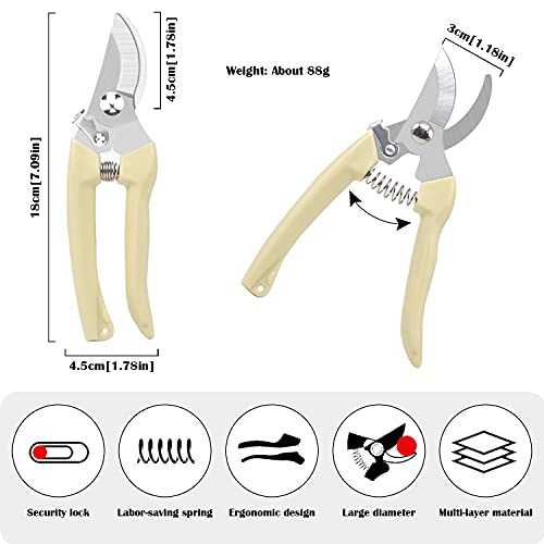 Sunnyac Garden Pruning Shears Scissors, 2 Pack Gardening Tools Hand Pruners, Floral Secateurs, Tree Trimmer, Clippers for Cutting Flowers and Plants, Trimming Branches, Bonsai, Fruits Picking (Color1)