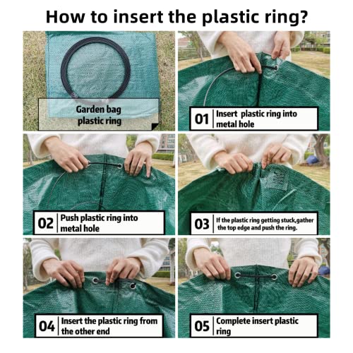 Pilntons 2 Pack 137 Gallons Reusable Yard Waste Bags with Double Bottom Extra Large Lawn Leaf Bags Heavy Duty With 4 Reinforced Handles Garden waste Bags Containers for Debris Grass Clipping