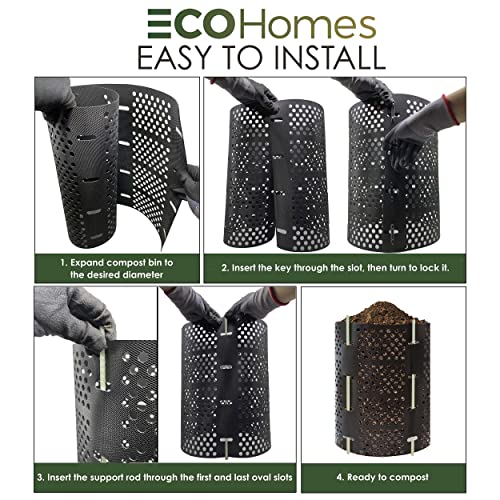 ECOHomes 100 Gallons Expandable Outdoor Compost Bin | Compact & Easy to Setup Garden Compost System - Adjustable Waste Composting Caddy Bin Suitable for Backyard, Lawn & More