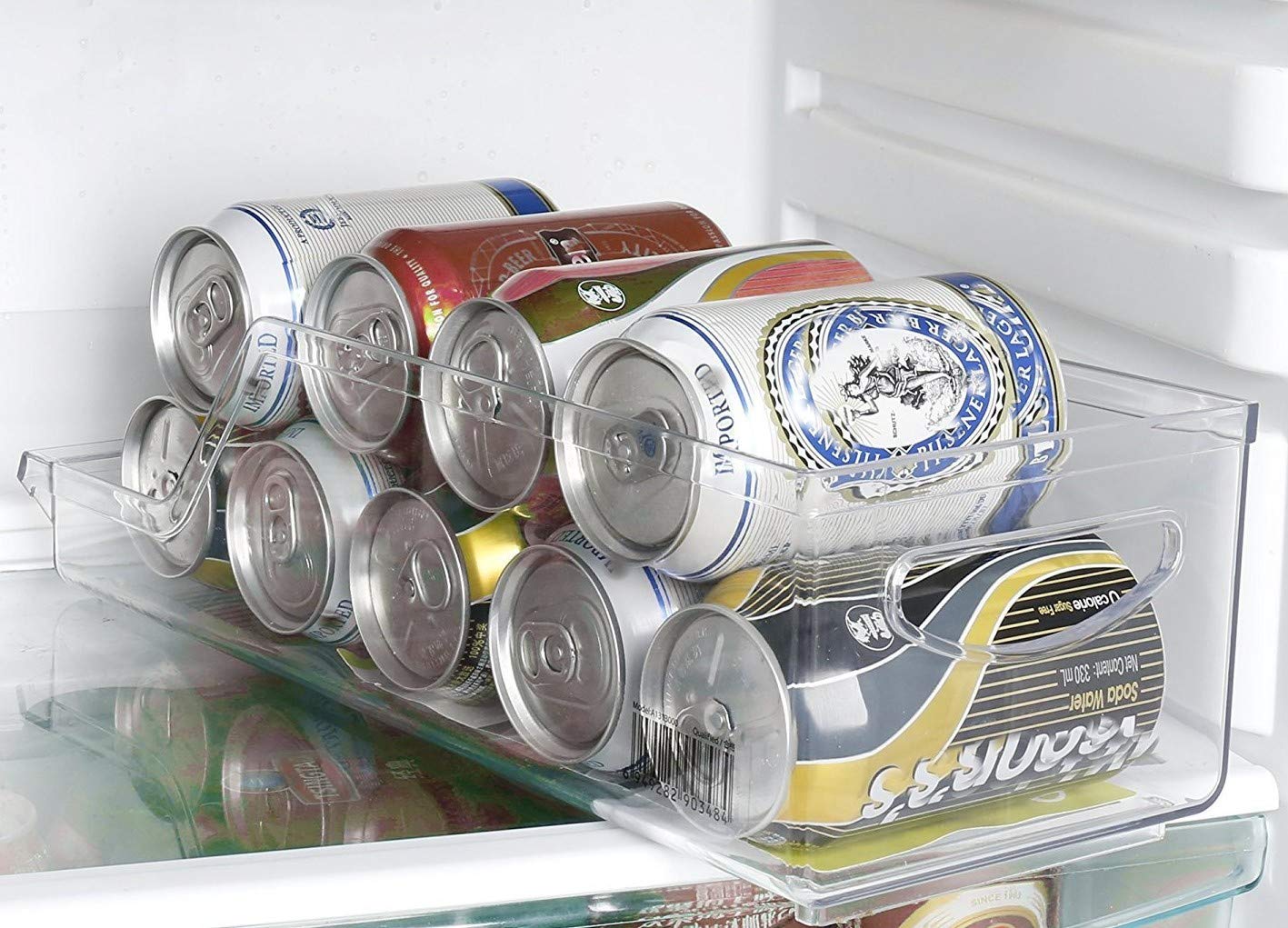 Dependable Beverage Can Organizer, Soda Can Holder, Refrigerator and Freezer Storage Organizer Bin for Kitchen Pantry Container, Dispenser Rack Clear