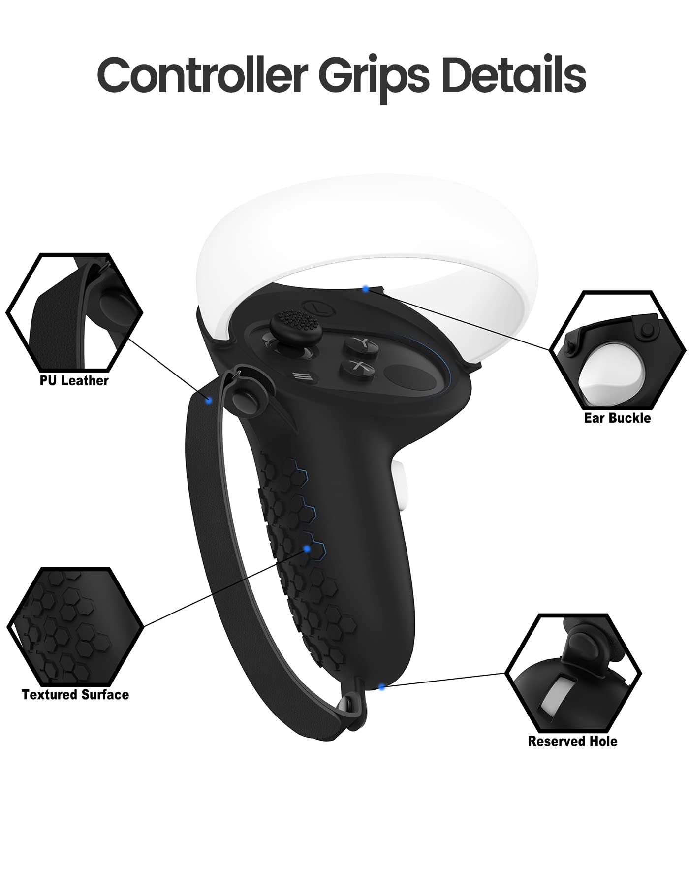 Controller Grips Compatible with Oculus Quest 2 Accessories, Silicone Grip Cover Protector, Soft Shell Skin by Gwyoneaon