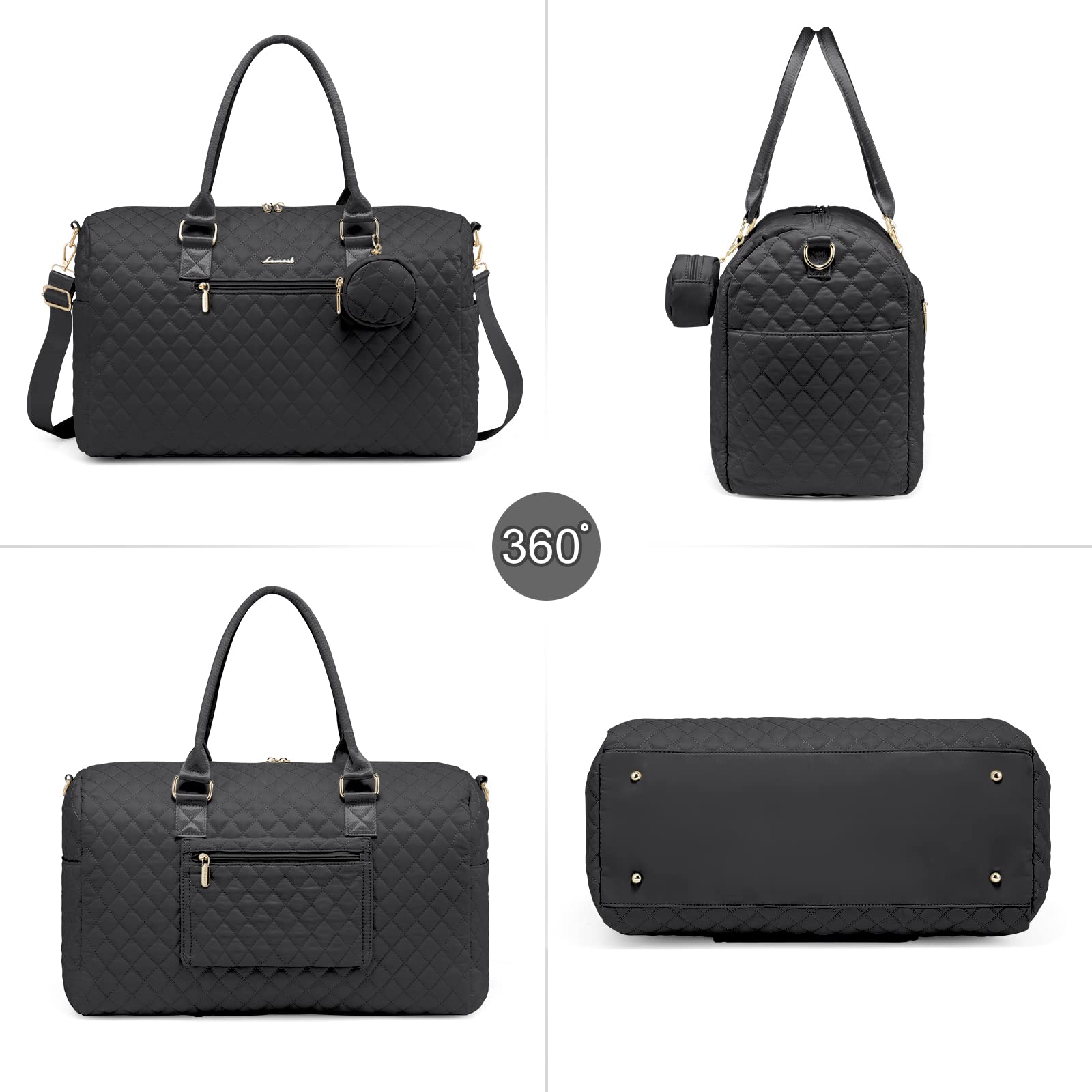 LOVEVOOK Diaper Bag Tote with Pacifier Case and Changing Pad, Large Capacity Mommy Bag for Hospital and Weekender Travel, Functional Baby Bag Newborn Baby Essential, Black