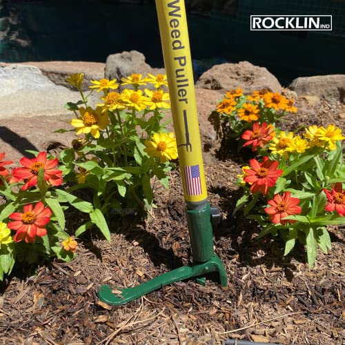 Rocklin™ Stand Up Weed Puller Tool - 4 Claw Steel Head - 48 inch Handle - 100% Metal - Easily Remove Weeds Without Bending or Kneeling