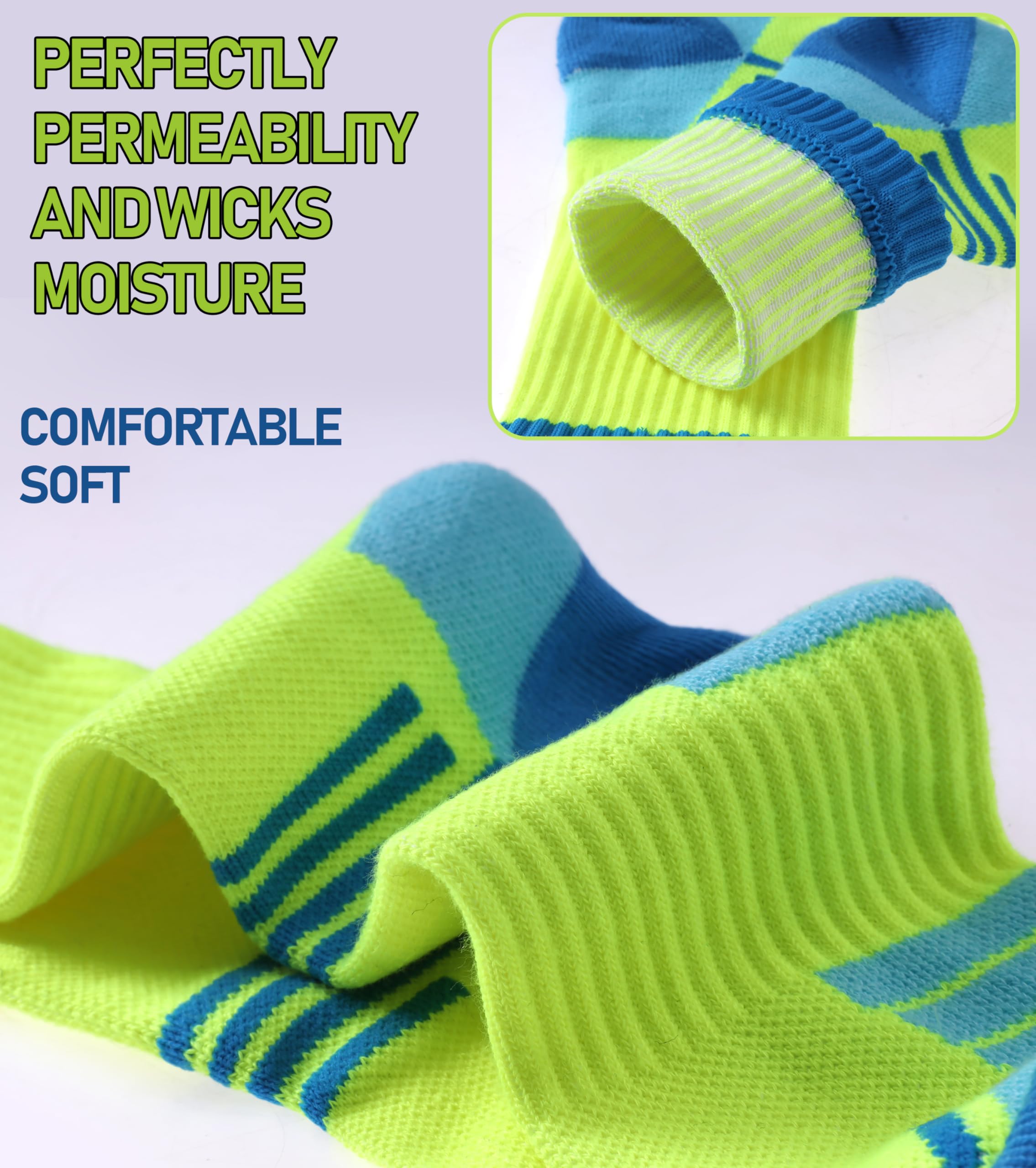 FNOVCO Women's Hiking Walking Running Crew Socks Thick Cushioned Athletic Compression Socks 5 Pairs (Multicolor 02, 8-10)