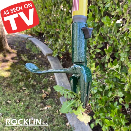 Rocklin™ Stand Up Weed Puller Tool - 4 Claw Steel Head - 48 inch Handle - 100% Metal - Easily Remove Weeds Without Bending or Kneeling